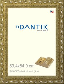 DANTIK rámeček 59,4x84 | ROKOKO zlatá házená (Plexi Čiré)