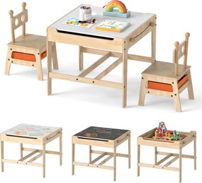 Costway Dětský stůl s 2 židličkami ve tvaru robota 4-in-1 na aktivity s bílou