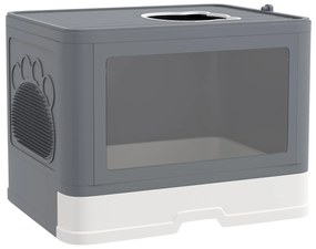 Podestýlka PawHut s víkem a lopatkou Podestýlka do 4 kg, vnitřní, plast, šedá, 48,5x38x36,5 cm| Aosom