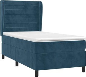 Box spring postel s matrací tmavě modrá 80 x 200 cm samet 3129241
