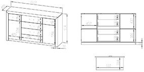 dvoudveřová Komoda Castel 08 s zásuvkami 165 cm - světla sonoma / sonoma truflowa