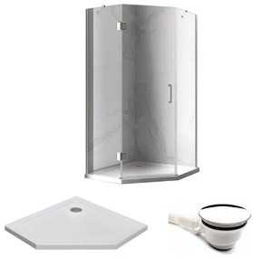 BPS-koupelny Pětiúhelníkový sprchový kout HYD-PK10C 100x100 cm chrom/transparent + vanička HYD-PSV-ST08C bílá