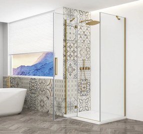 Gelco Trinity Gold Matt čtvercový sprchový kout 80 x 80 x 200 cm otevírací levá zlatá sklo čiré GT5680-80CL-G