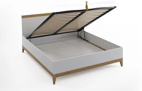 Dřevěná postel s úložným prostorem - Livia - zvýšená  , Buk přírodní, 120x200 cm