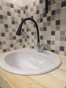 Slezák - RAV Dřezová baterie s flexibilním ramínkem SÁZAVA - SAx06.x/13, Černá/chrom Připojovací hadičky - závit: 1/2", Typ ovládací páky: Ovládací páka č.: 0 - (SA006.5/13)