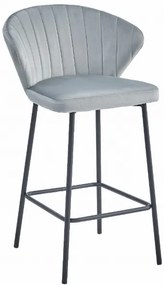 Sametová barová židle Bergamo stříbrno šedá