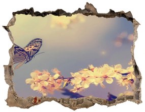 Wallmuralia Fototapeta díra na zeď Květ višně a motýl 95x64 cm