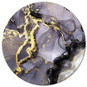 Kulatý obraz Zlaté skvrny - třpytivé odlesky na skvrnách v odstínech fialové barvy