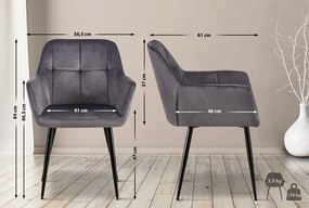 Sada 2 jídelních židlí Emia samet – šedá