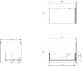 Mexen Box-A, závěsná skříňka 60 cm, 1 zásuvka, bílá matná, 91AX0-0600-470-1-01