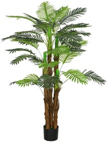 HOMCOM Umělé rostliny, umělá palma, 160 cm umělá rostlina s 36 větvemi, pokojová rostlina, umělý strom, rostlinná dekorace do interiéru, exteriéru, z…