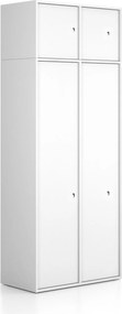 Nástavba pro skříně FRAME, 2x dveře, 872 x 450 x 427 mm, cylindrický zámek, bílá