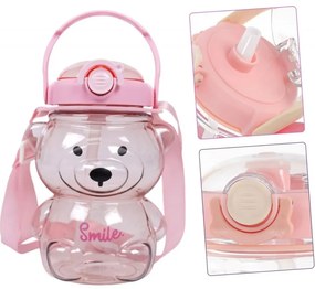 Flamenco Mystique Růžová láhev na vodu s úchopem SWEET BEAR 1000 ML BD27