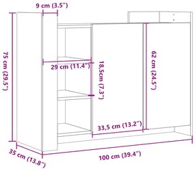 Příborník dub sonoma 100 x 35 x 75 cm kompozitní dřevo