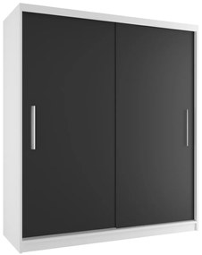 Šatní skříň 158 cm Belini bílý mat / černý mat s posuvnými dveřmi  SI SZP3/3/W/B/0/AL