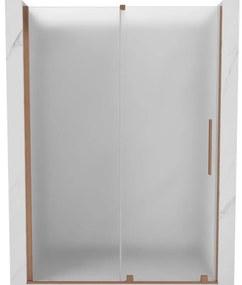 Mexen Velar, posuvné sprchové dveře do otvoru 130 cm, 8mm sklo námraza, měděná matná, 871-130-000-31-65