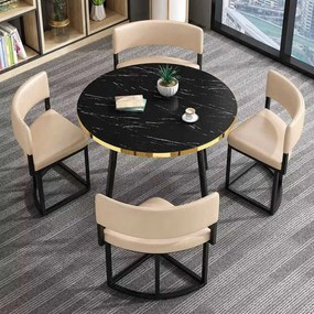 LuxuryForm DESIGN Jídelní set MONTE 4+1 - latte / černý