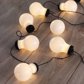 Černý LED světelný řetěz ve tvaru žárovek DecoKing Bulb, 10 světýlek, délka 2,2 m
