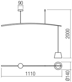 Redo 01-1498 - LED Lustr na lanku LOLLI LED/6W/230V černá