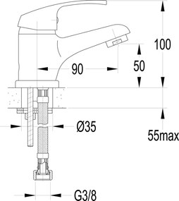Aqualine 35 stojánková umyvadlová baterie chrom 52102
