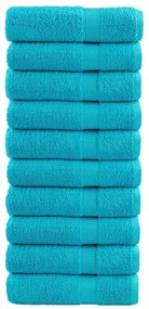 Premium ručníky SOLUND 10 ks tyrkysové 70x140 cm 600 g/m² 137454