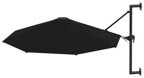 Nástěnný slunečník s kovovou tyčí 300 cm černý - Default Title