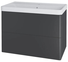 Mereo Mereo, Siena, koupelnová skříňka s keramickym umyvadlem 81 cm, bílá, antracit, černá, CN431