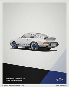 Umělecký tisk Porsche 911 RS - 1973 - White, (40 x 50 cm)