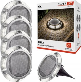 Sada 4 x Solární lampa Led zapichovací zahradní disk SuperLED Premium