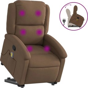 Zvedací masážní polohovací křeslo hnědé textil 3204180