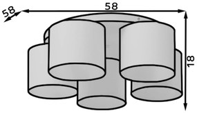 Eltap Moderní stropní osvětlení Vespillo 5, 58x58x18cm zelená/zlatá