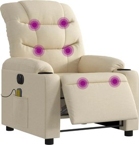 Elektrické masážní polohovací křeslo krémové textil 3206644