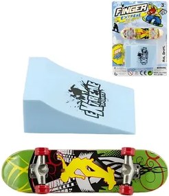 Prstový skateboard s rampou / Hračka / plast / 9 cm / mix barev / od 3