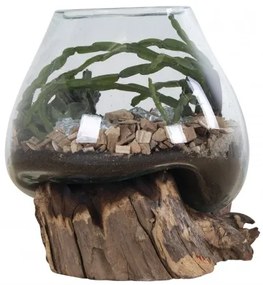 Váza na samorostu SAN MARINO kapka 20 cm,dřevo a sklo House Nordic 4501051