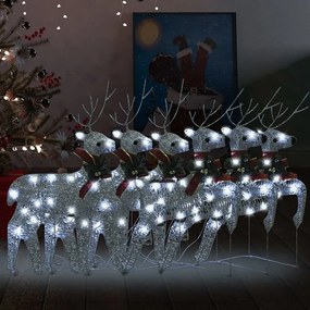vidaXL Vánoční sobi 6 ks bílí 120 LED diod [3154268] Barva: Stříbrná