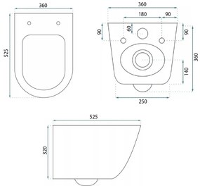 Rea Eddy, závěsná záchodová mísa Tornado Rimless 525x360x360 mm se sedátkem, REA-C6560