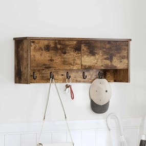 věšák, nástěnný, s dvířky, háčky, kompozitní dřevo, 30x80x20 cm, kouřový dub, Dekorino TK20260024