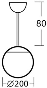 Osmont Adria P1-B, závěsné svítidlo, 1x75W, opálové sklo, bílá montura a tyč délky 80cm, prům.20cm
