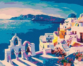 zuty zuty - malování podle čísel - santorini se zvony, 40x50 cm, plátno+rám
