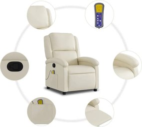Masážní polohovací křeslo krémové, umělá kůže 3205448