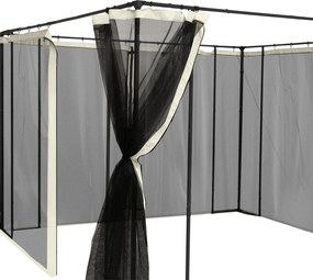 Outsunny 4 boční panely 3,5x2 m pro zahradní altán s mřížkou a zipem, černé