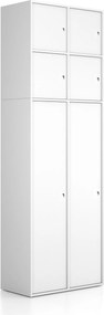 Nástavba pro skříně FRAME, 4x dveře, 872 x 450 x 854 mm, cylindrický zámek, bílá