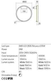 Redo 01-2819 - LED Stmívatelné nástěnné svítidlo FEBE LED/24W/230V černá