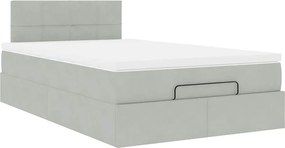 Osmanská postel s matrací &amp; LED světle šedá 120x190cm samet 3312608