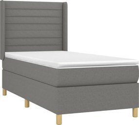 Box spring postel s matrací a LED tmavě šedá 100x200 cm textil 3138934