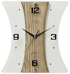 Nástěnné moderní skleněné dřevěné netikající tiché hodiny JVD NS16051/78