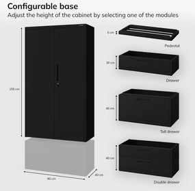 Megan Czarny - szuflada pojedyncza 185 cm