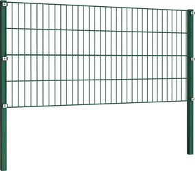 Plotový panel se sloupky železný 176,5 x 80 cm zelený 144933