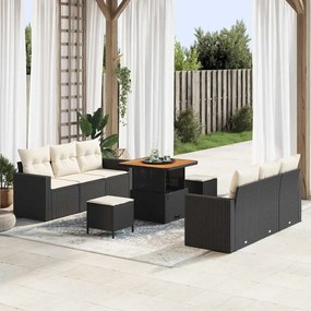 Sada zahradních pohovek 9 ks 6-Počet míst Černá a krémová 3363515