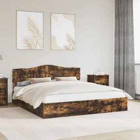 Postel s úložným prostorem se zásuvkou Kouřový dub 180 x 200 cm 3413072